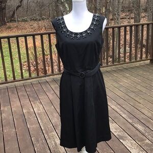 Talbots | Dresses | Talbots Size 8 Black Embellished Pleated Dress ...